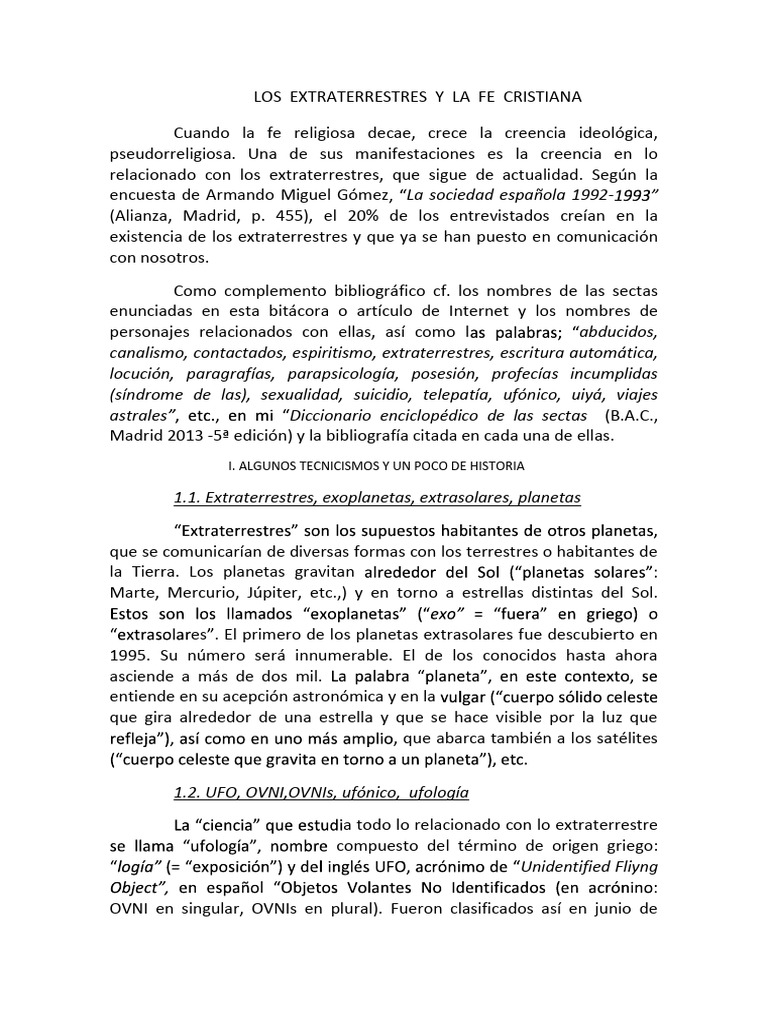 Los Extraterrestres y La Fe 1 | PDF