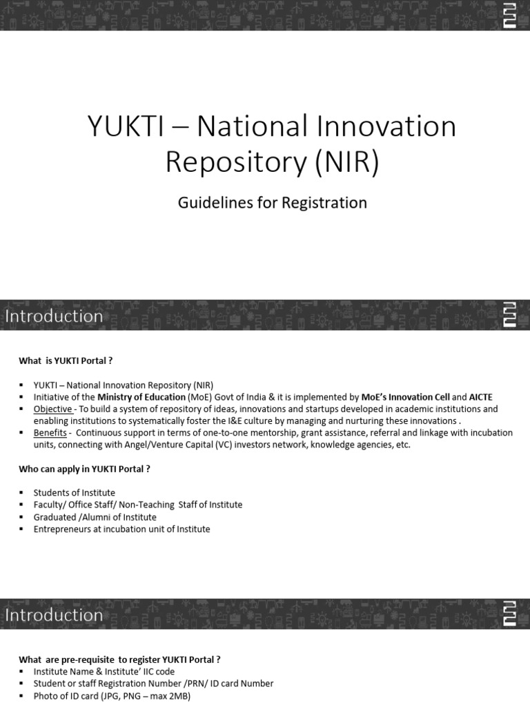 YUKTI Portal - IIC | PDF