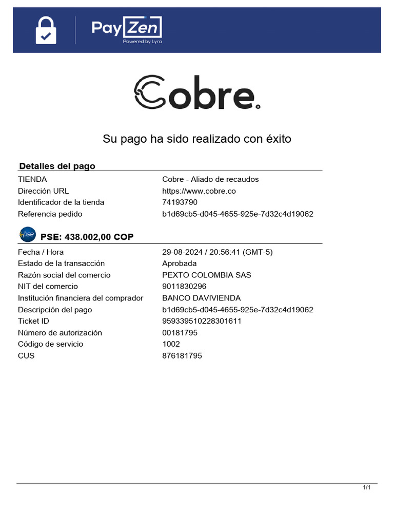 PAGO LINERO LUISA COMPROBANTE 2 | PDF