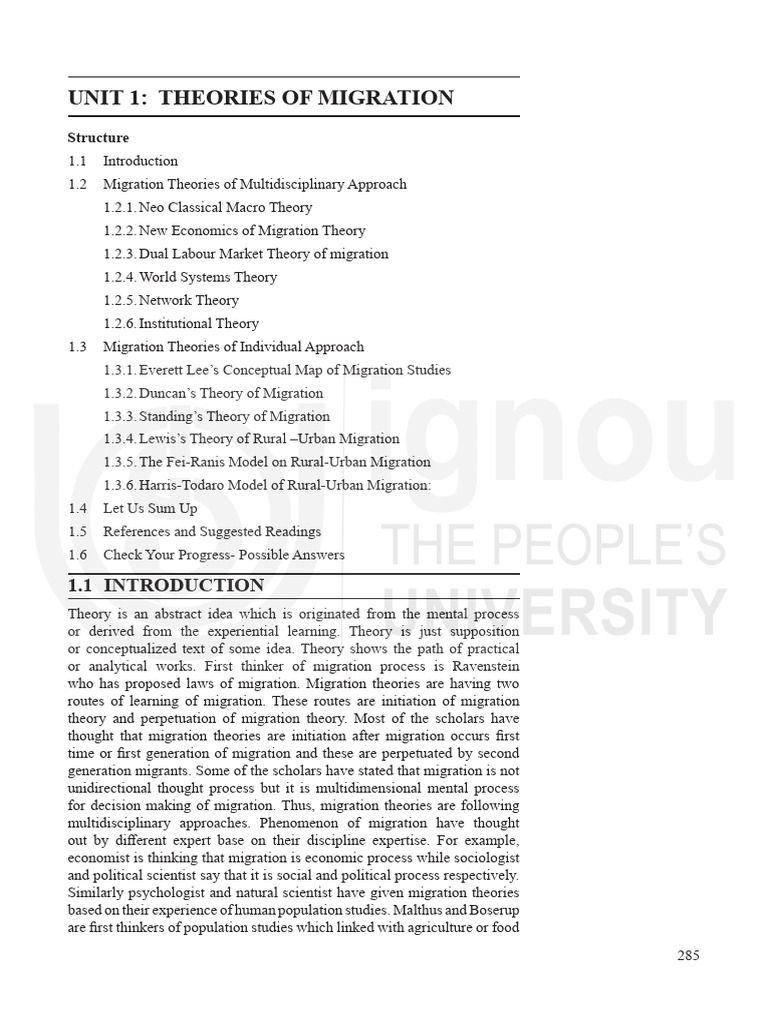 Unit-1 Migration Theories | PDF