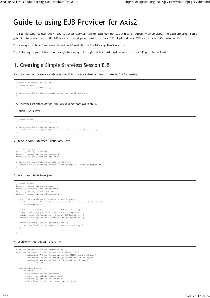Guide To Use EJB With Axis2 | PDF | Enterprise Java Beans | Computing Platforms