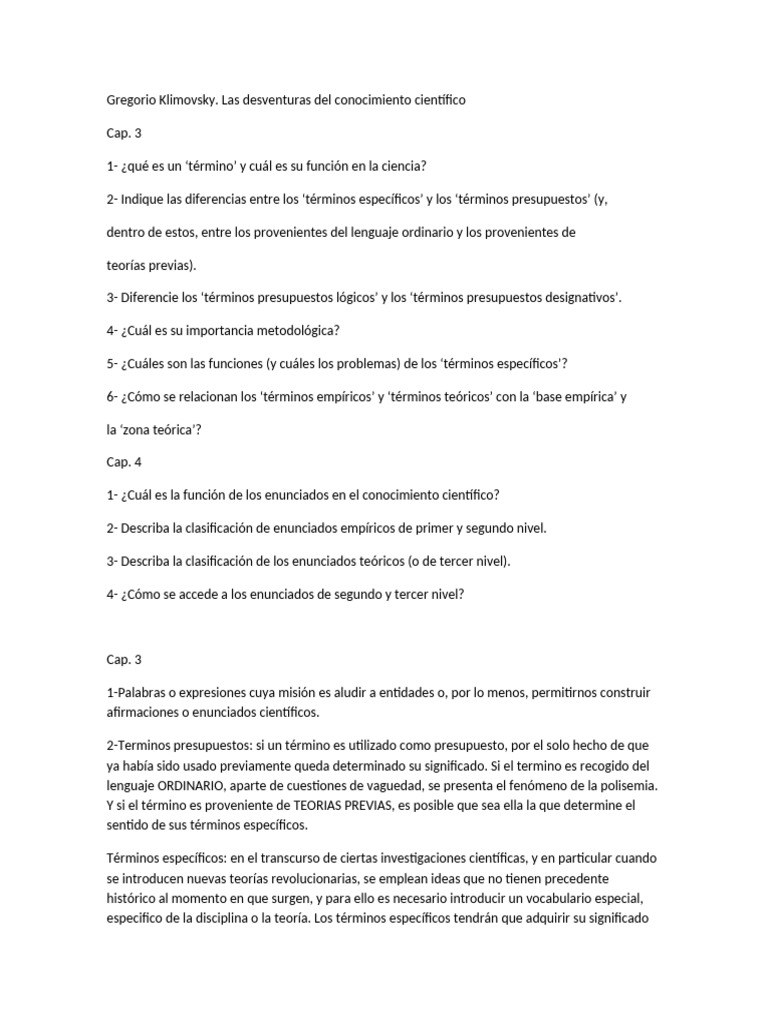 Gregorio Klimovsky Cap III y IV | PDF