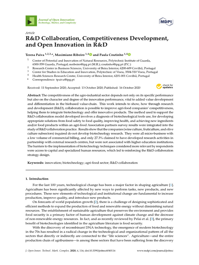 R&D Collaboration, Competitiveness Development, and Open Innovation in ...