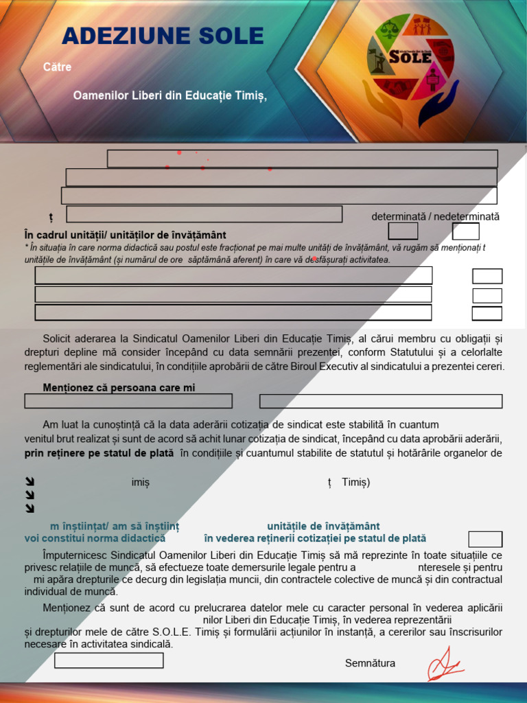 Adeziune SOLE (PDF Editabil) | PDF