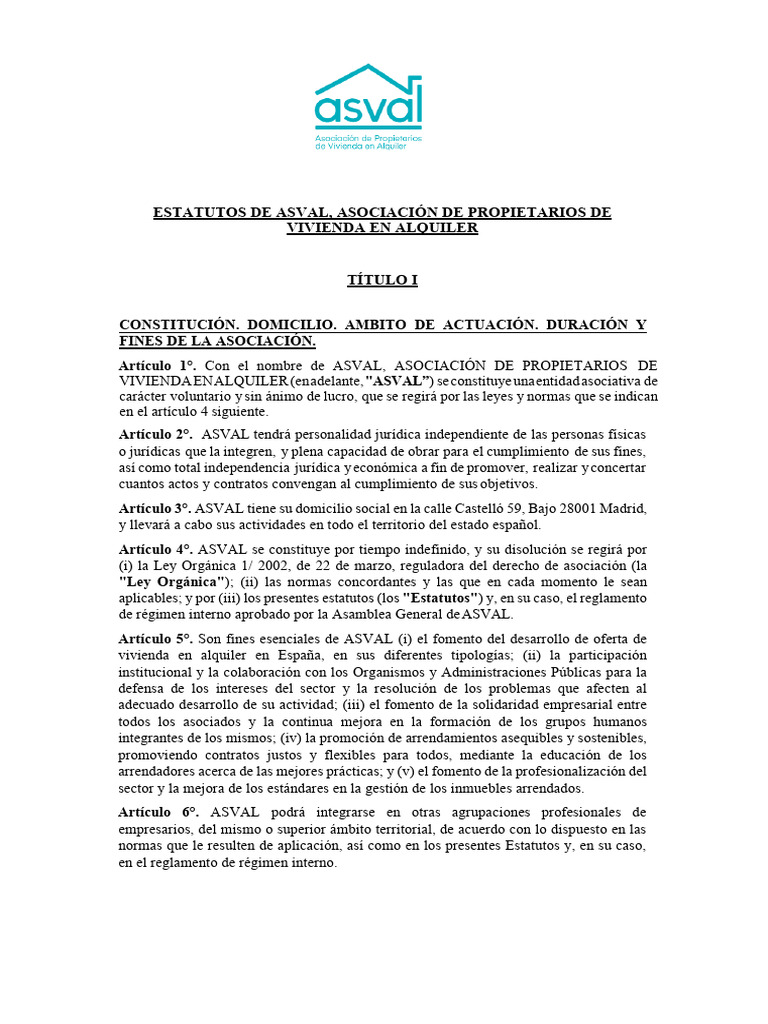 ASVAL Estatutos Web | PDF