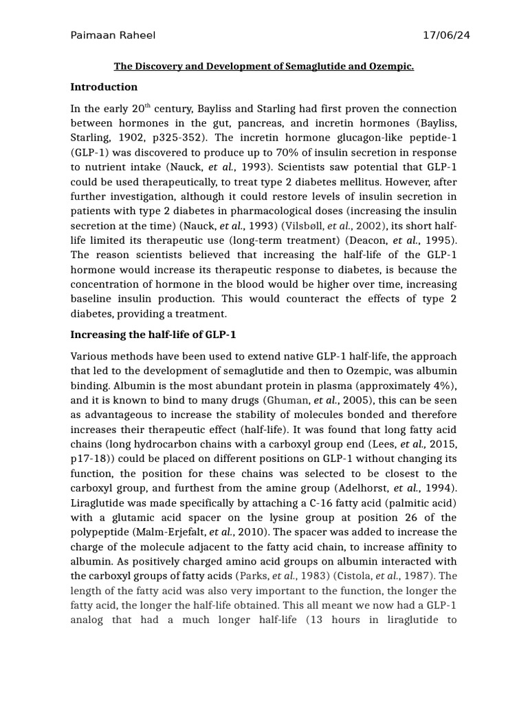 The Discovery and Development of Semaglutide and Ozempic | PDF