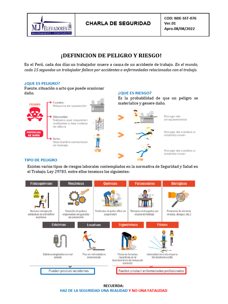 DEFINICION DE PELIGRO Y RIESGO | PDF