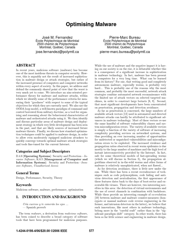 Optimising Malware | PDF