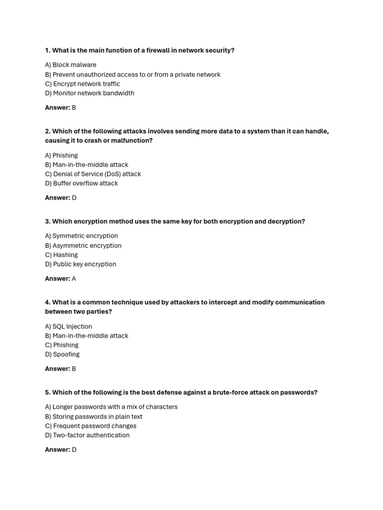 Network Security Quiz | PDF