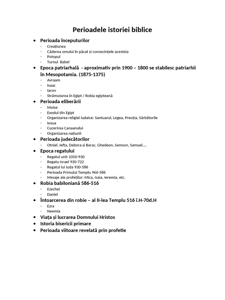 Perioadele Istoriei Biblice | PDF