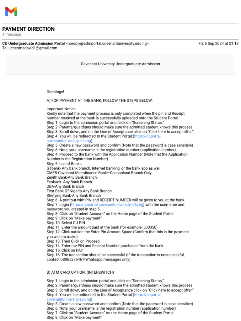 Gmail - Payment Direction | PDF