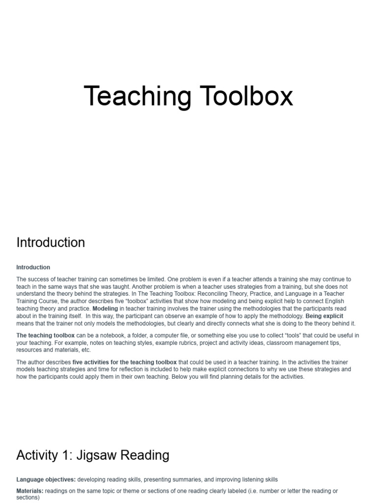 TEACHING TOOLBOX | PDF