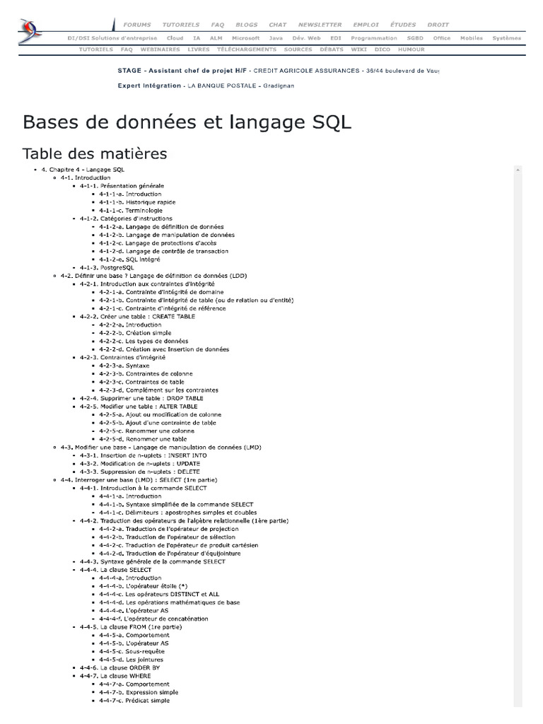 Bases de Données Et Langage SQL | PDF