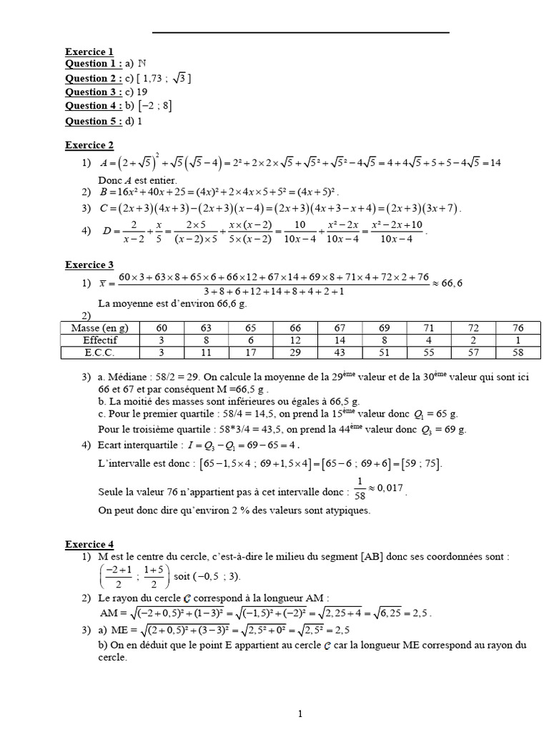 Devoir Commun Avril 2024 Correction | PDF