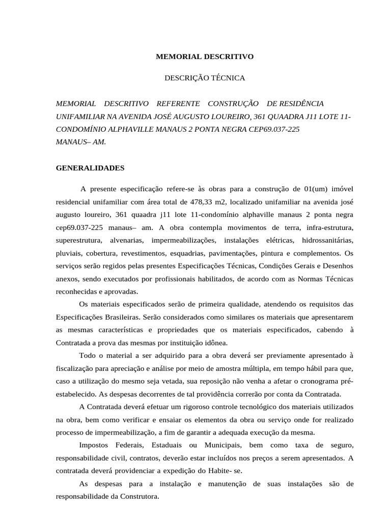 Memorial Descritivo Alphaville 2 | PDF