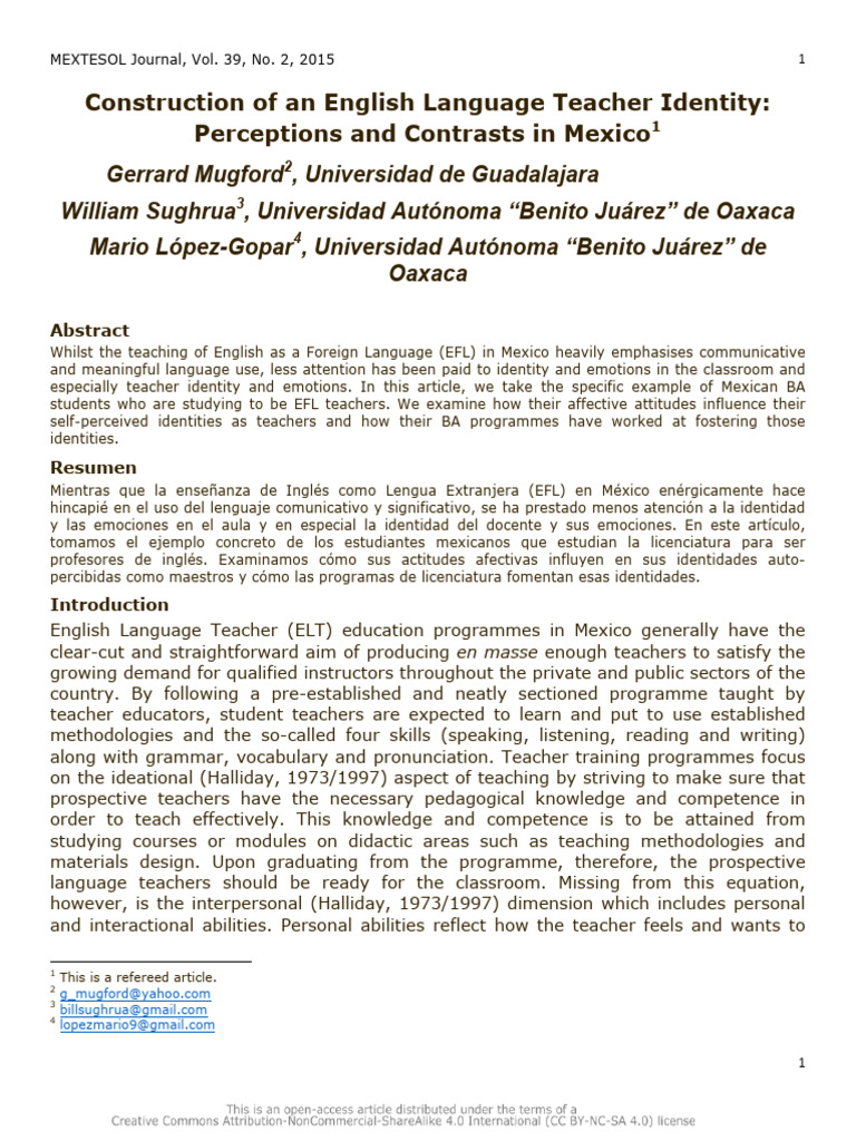 Construction of English Language Teacher Identity | PDF
