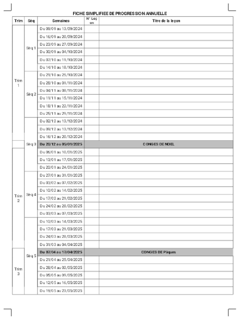 Fiche Simplifiee de Progression Annuelle 2025_phoenix | PDF