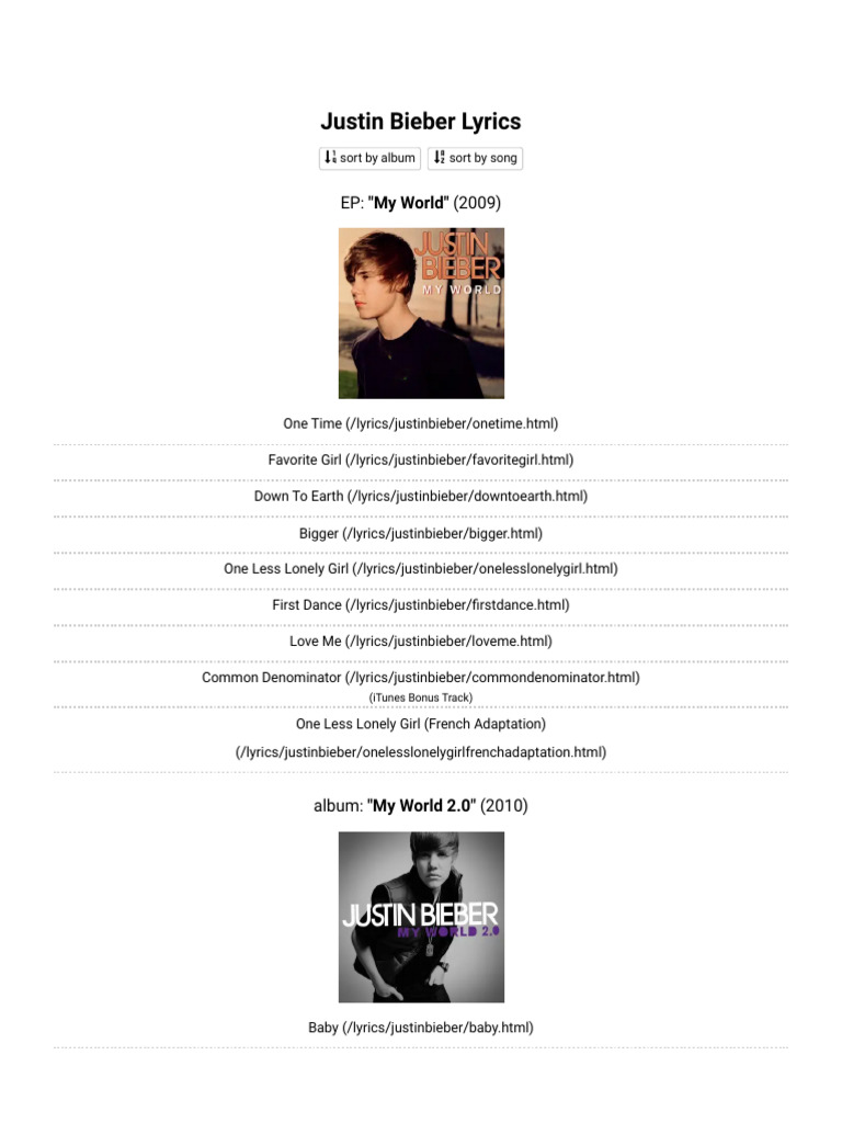 Justin Bieber Lyrics | PDF