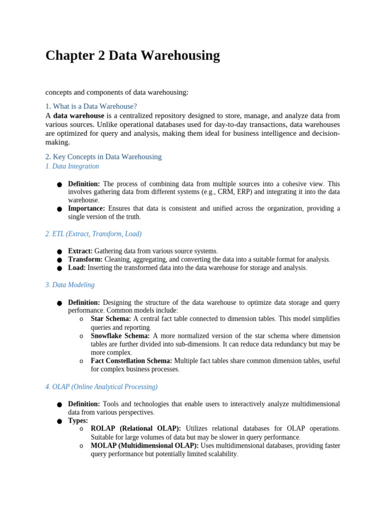 Chapter 2 Data Warehousing | PDF