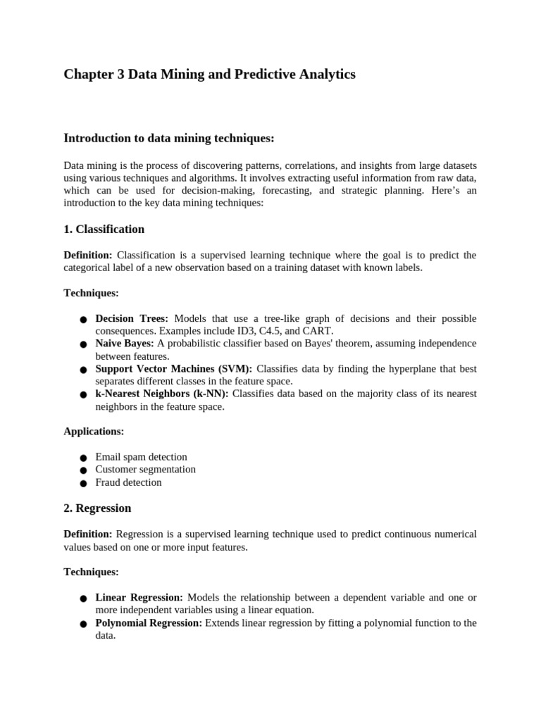 Chapter 3 Data Mining and Predictive Analytics | PDF