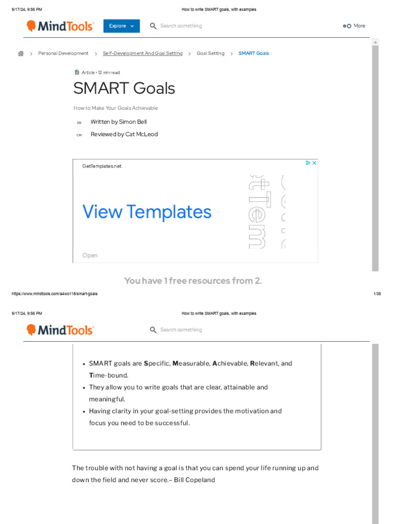 How To Write SMART Goals, With Examples | PDF