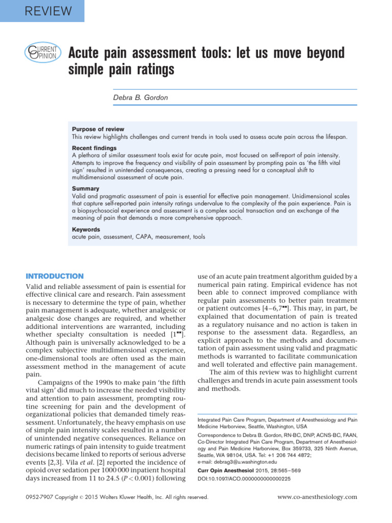 C. Acute Pain Assessment Tools | PDF
