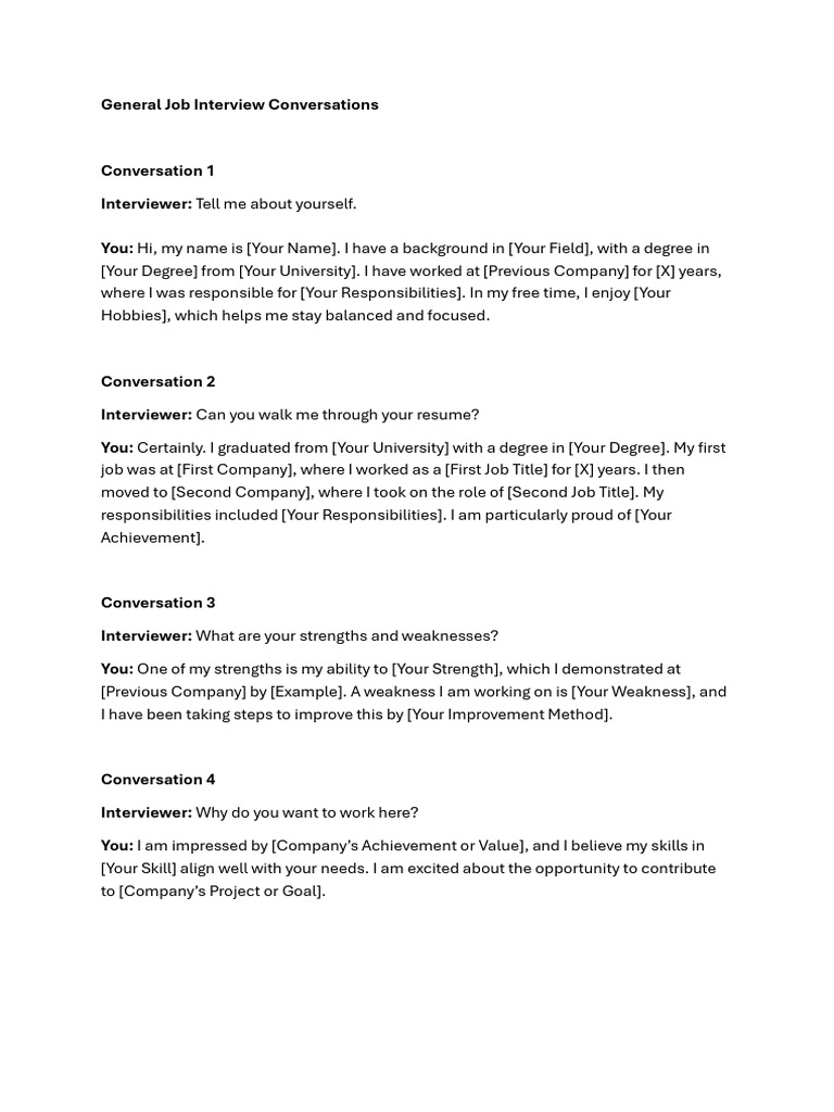 General & Specific Job Interview Conversations | PDF | Motivation | Motivational