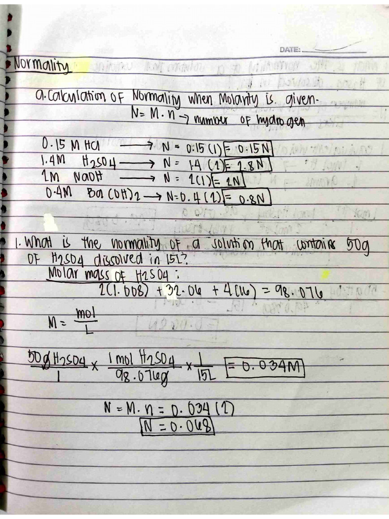 Inorganic Chemistry, Pharmaceutical Quantitative Chemistry - How To Solve Normality and Molarity ...