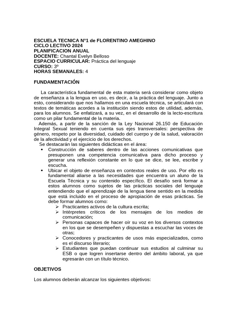 Proyecto 3ro Prácticasdellenguaje | PDF