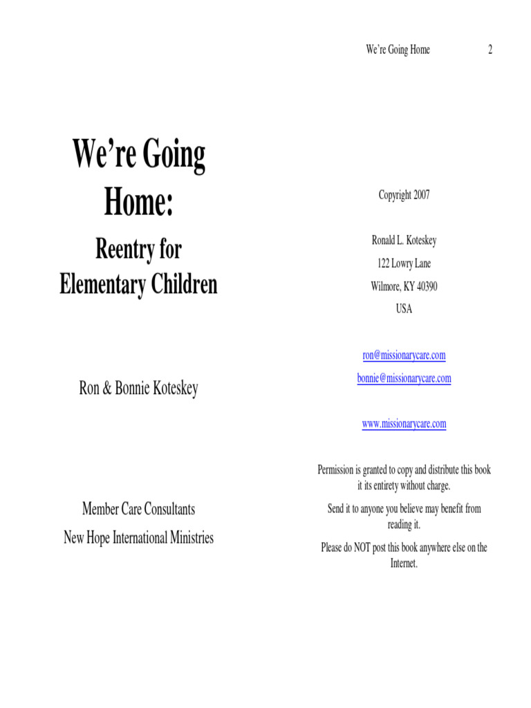Childrens Reentry Book | PDF