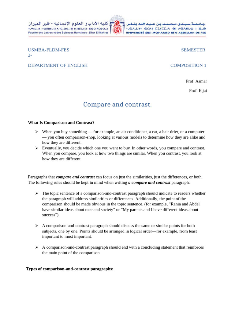 Compare and Contrast | PDF