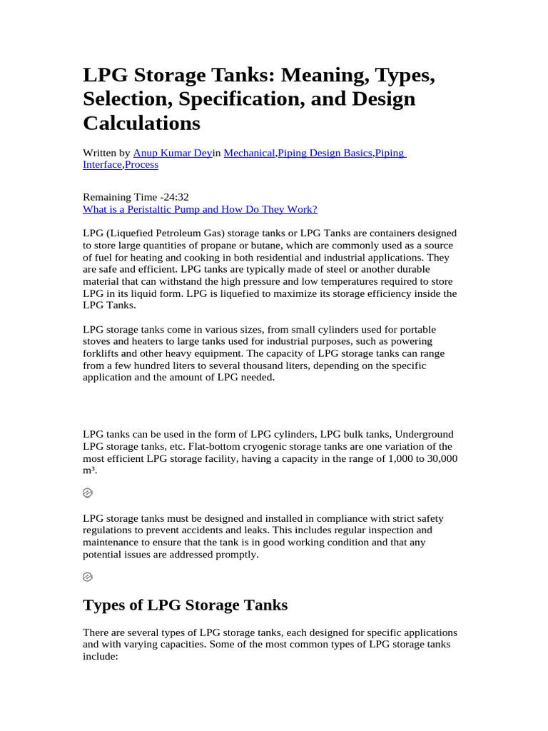 LPG Storage Tanks Design Overview | PDF | Liquefied Petroleum Gas | Propane