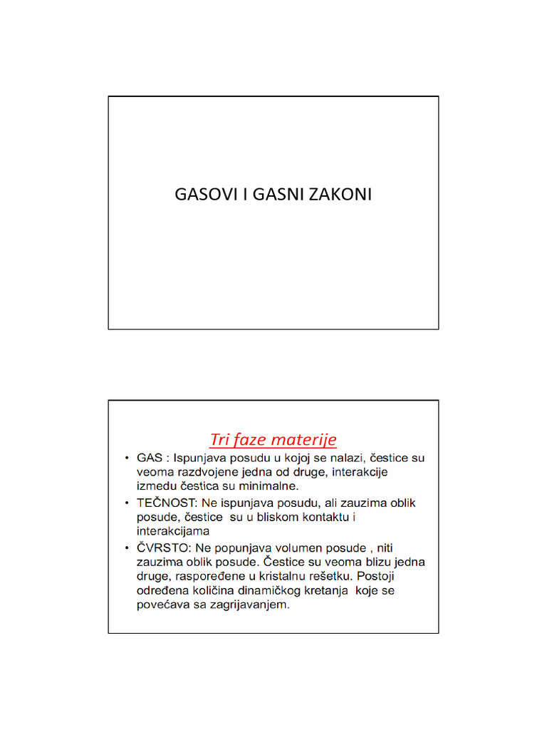Gasovi I Gasni Zakoni | PDF