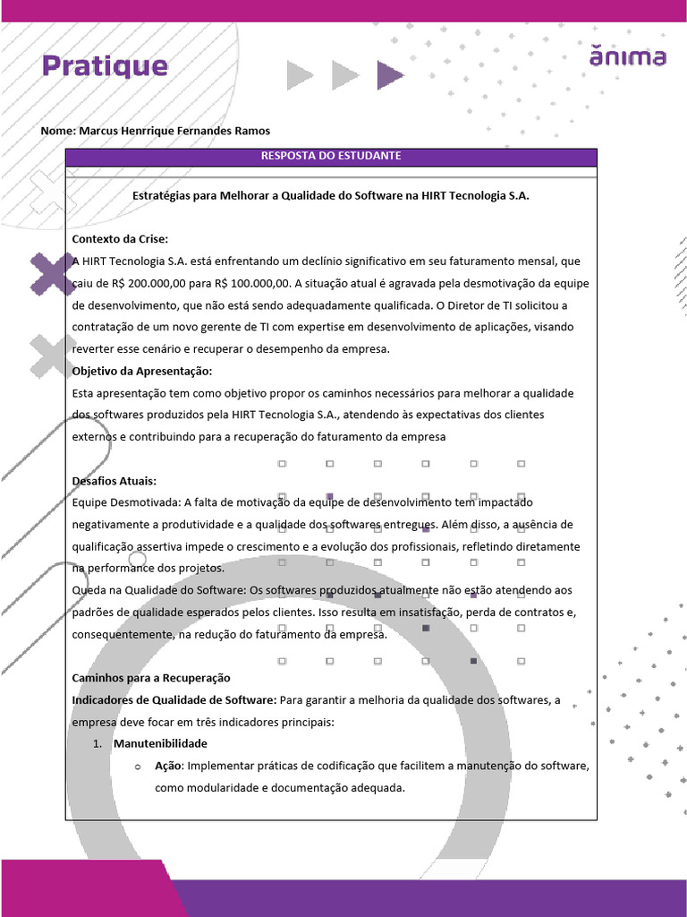 Pratique - Gestão e Qualidade de Software - Marcus Ramos | PDF