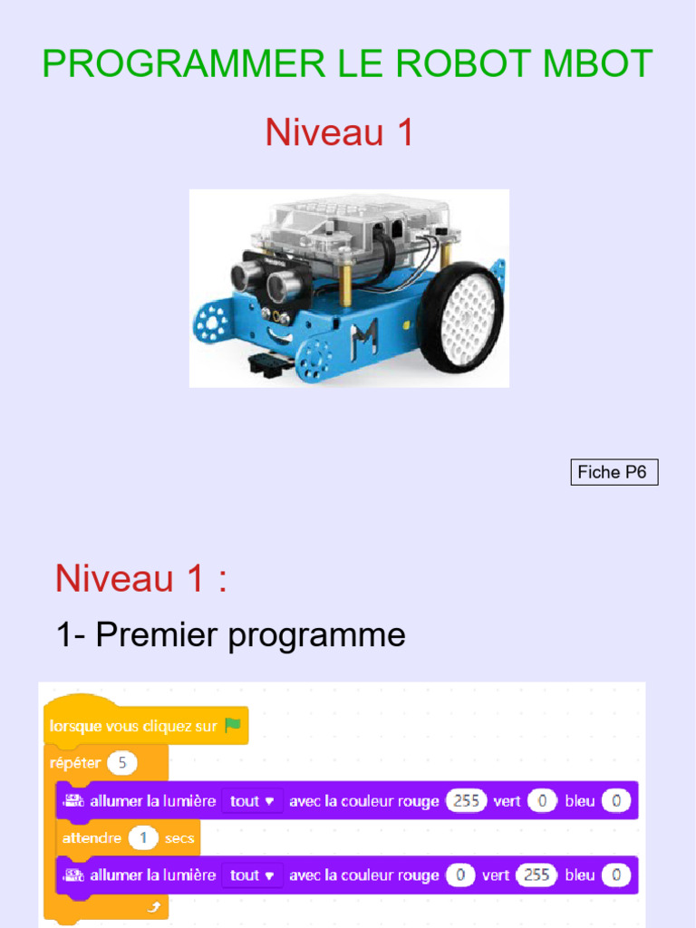 P6 Programmer Le Robot MBot Niveau 1 | PDF
