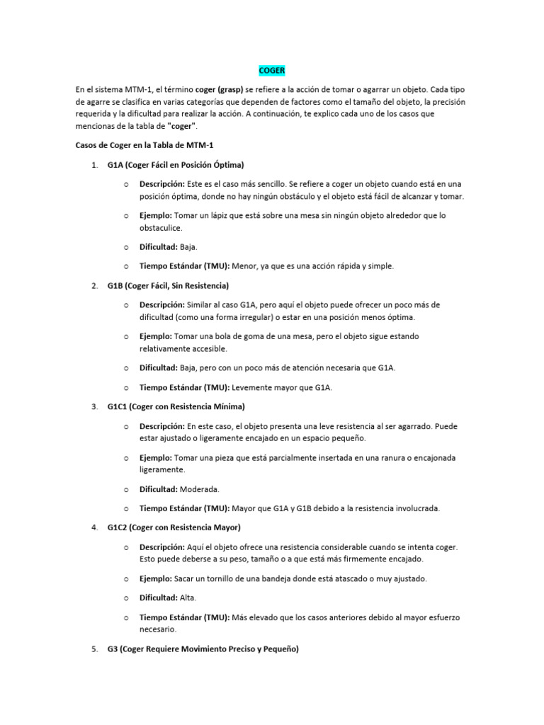 Coger y Alcanzar MTM | PDF