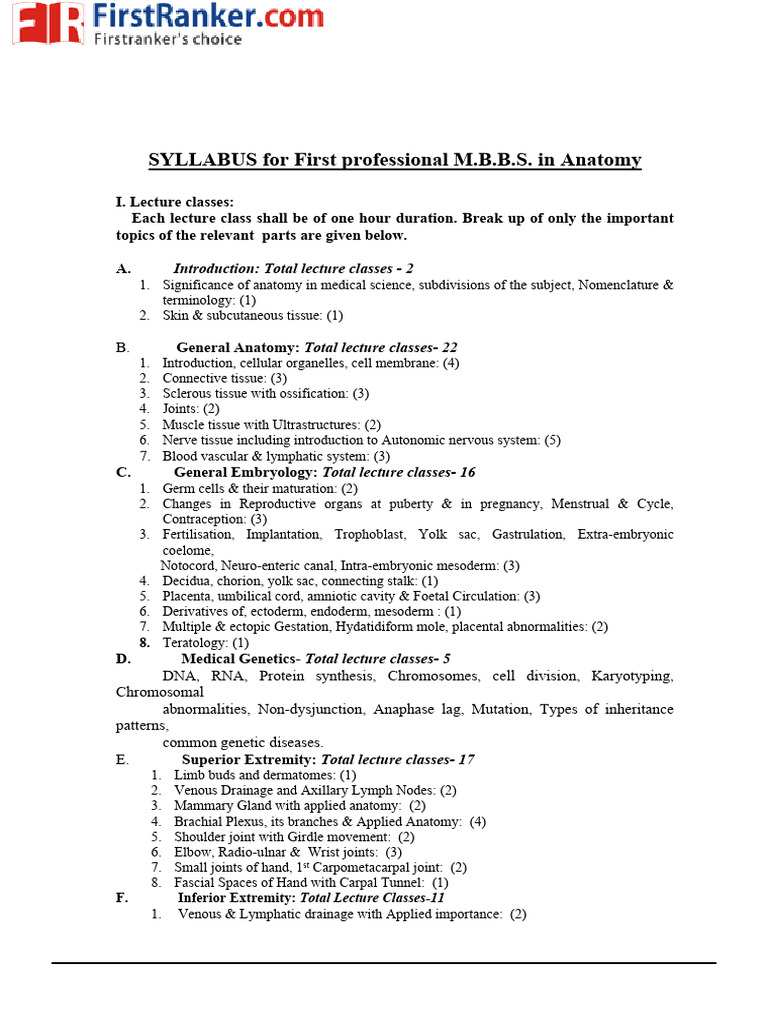 Anatomy Syll | PDF