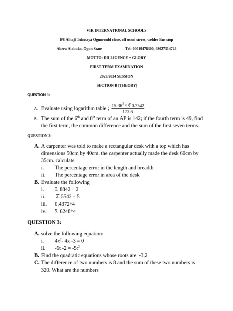 Vik International School Sss2 New | PDF