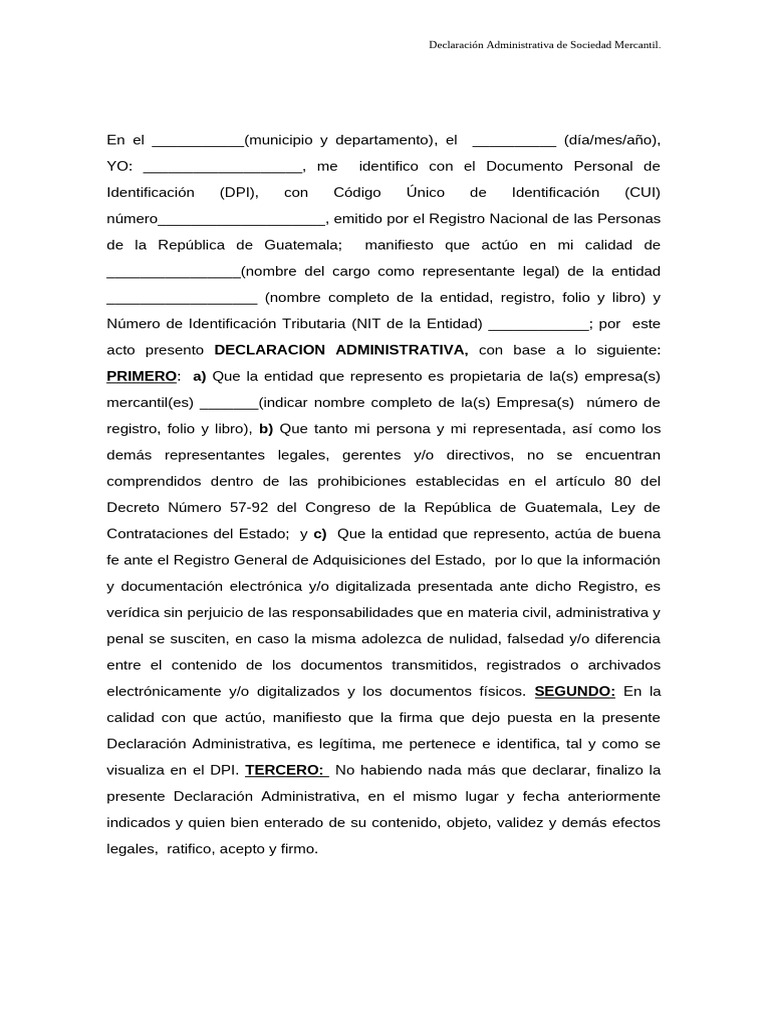 Declaración Administrativa RGAE | PDF