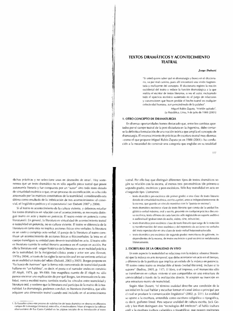 Dramaturgia Dubatti | PDF