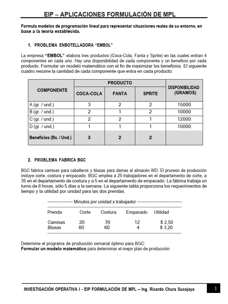 Aplicaciones de Formulación de Mpl-1 | PDF
