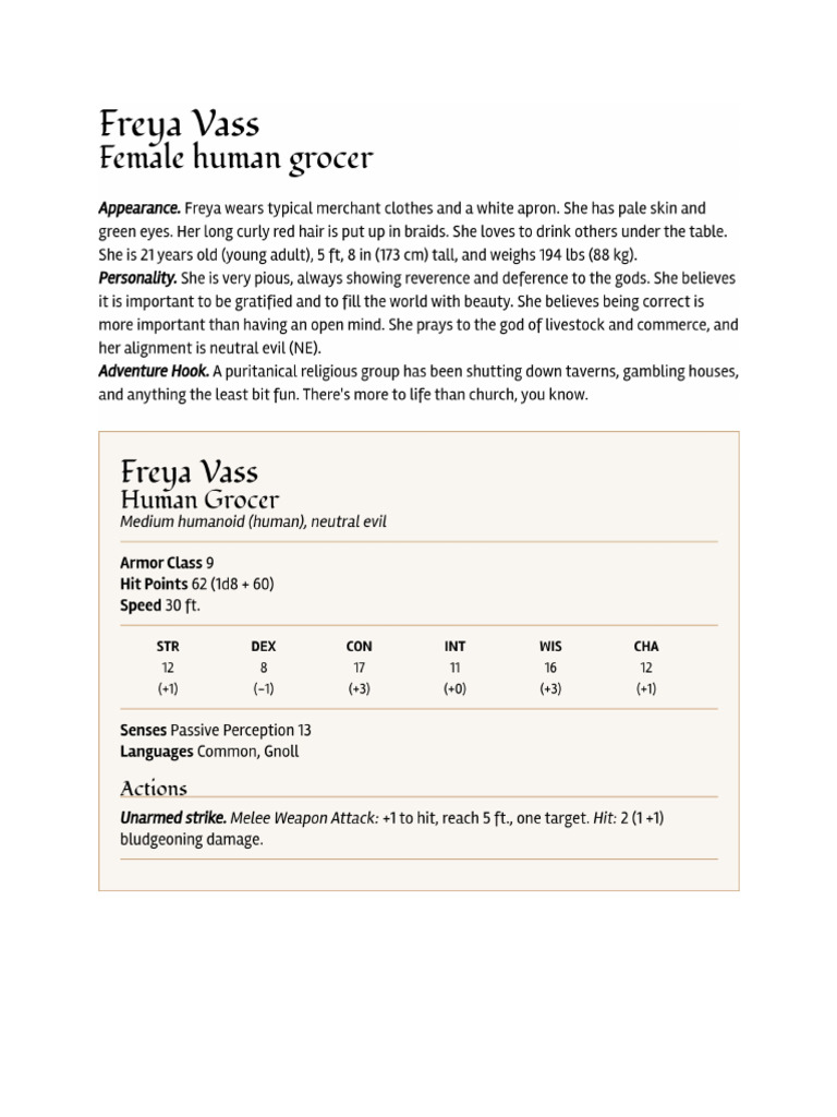 Freya Vass The Female Human Grocer | PDF