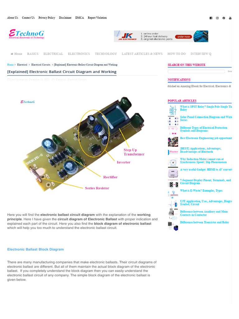 [Explained] Electronic Ballast Circuit Diagram an… | PDF