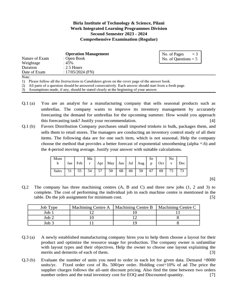 Mba Zg526 Ec-3r Second Sem 2023-2024 | PDF