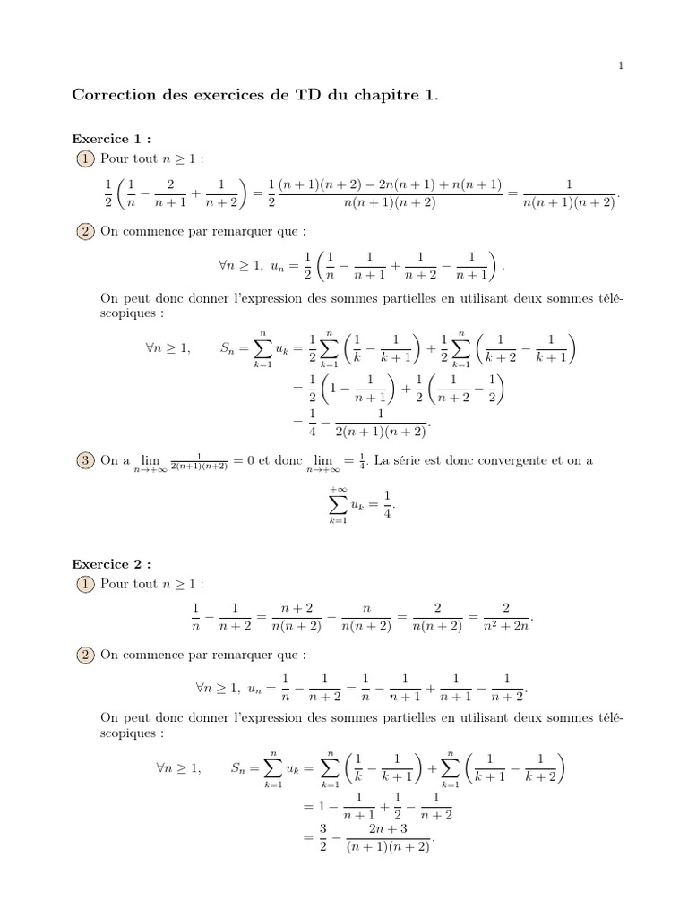 Corrige TD B2 Chap1 | PDF