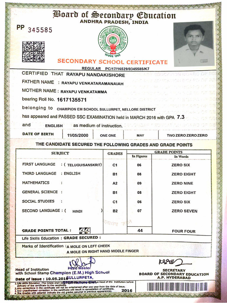 ssc certificate | PDF