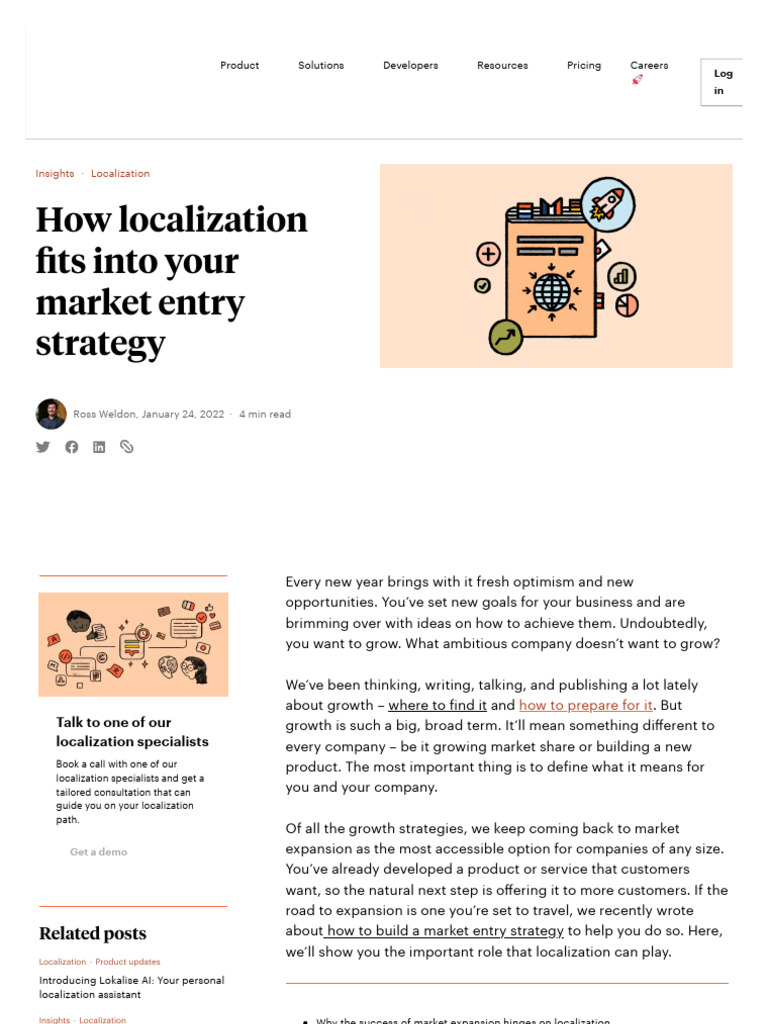 How Localization Fits Into Your Market Entry Strategy - Lokalise | PDF