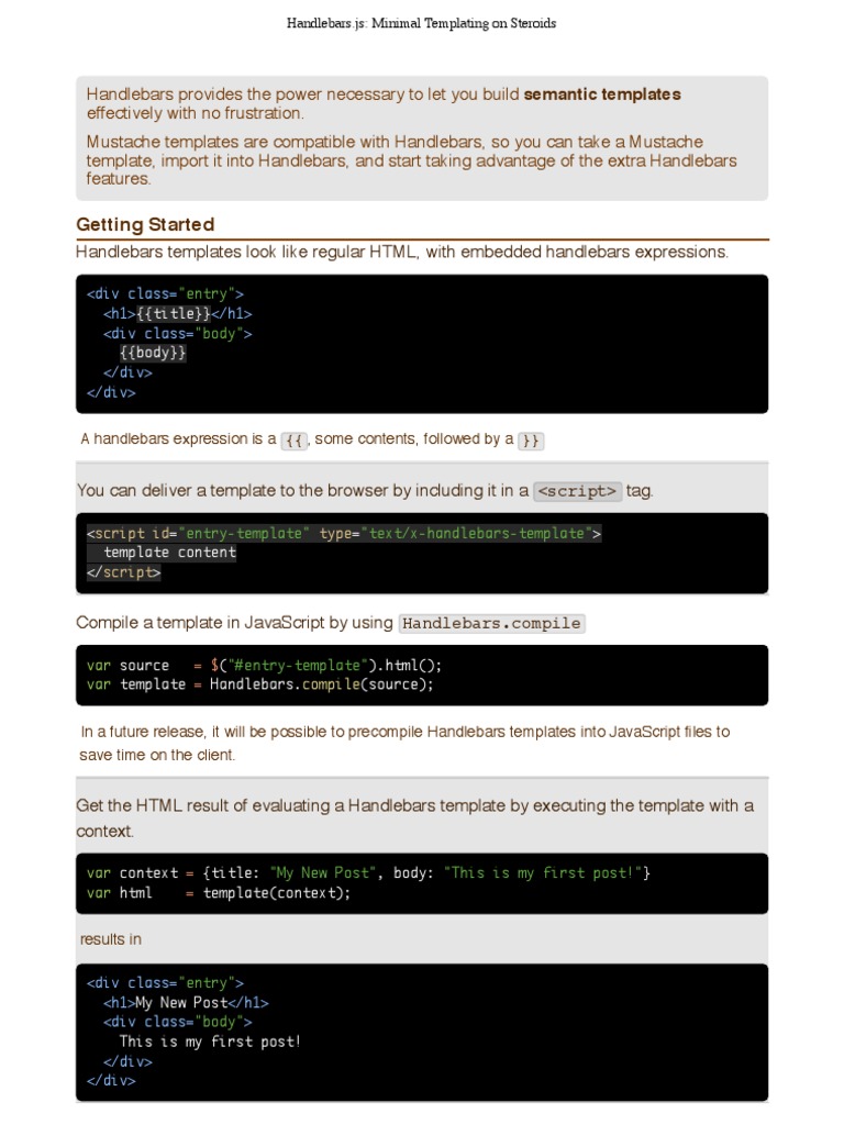 Handlebars | PDF | Java Script | Software