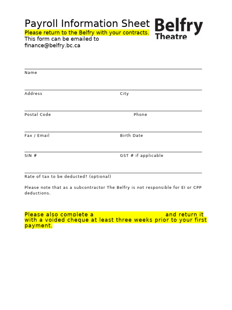 Payroll Information Sheet 2024-25 | PDF