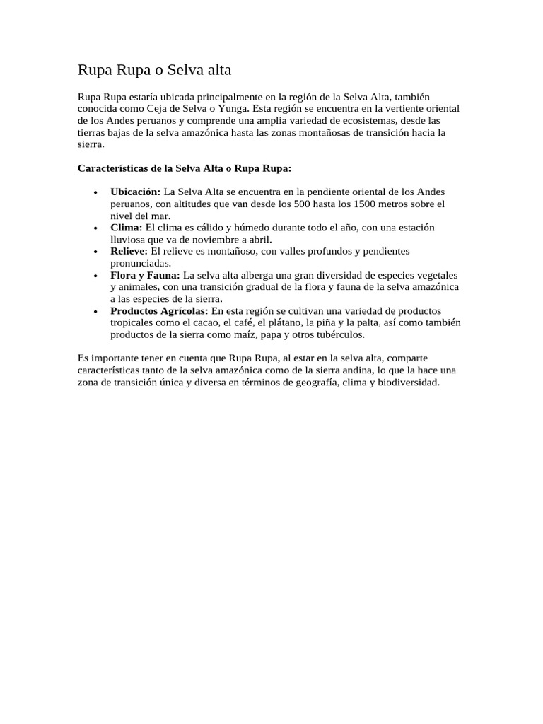 Rupa Rupa o Selva Alta | PDF